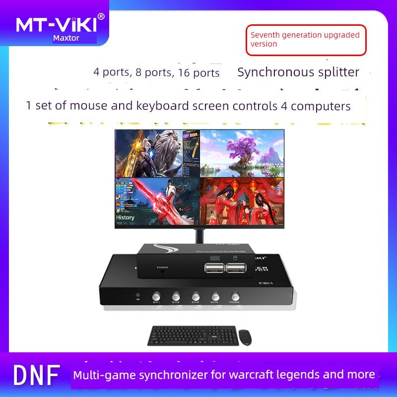 Улучшенный HDMI Сплиттер с 4 портами и 4K синхронизацией, В комплекте кабели для бесперебойной работы нескольких