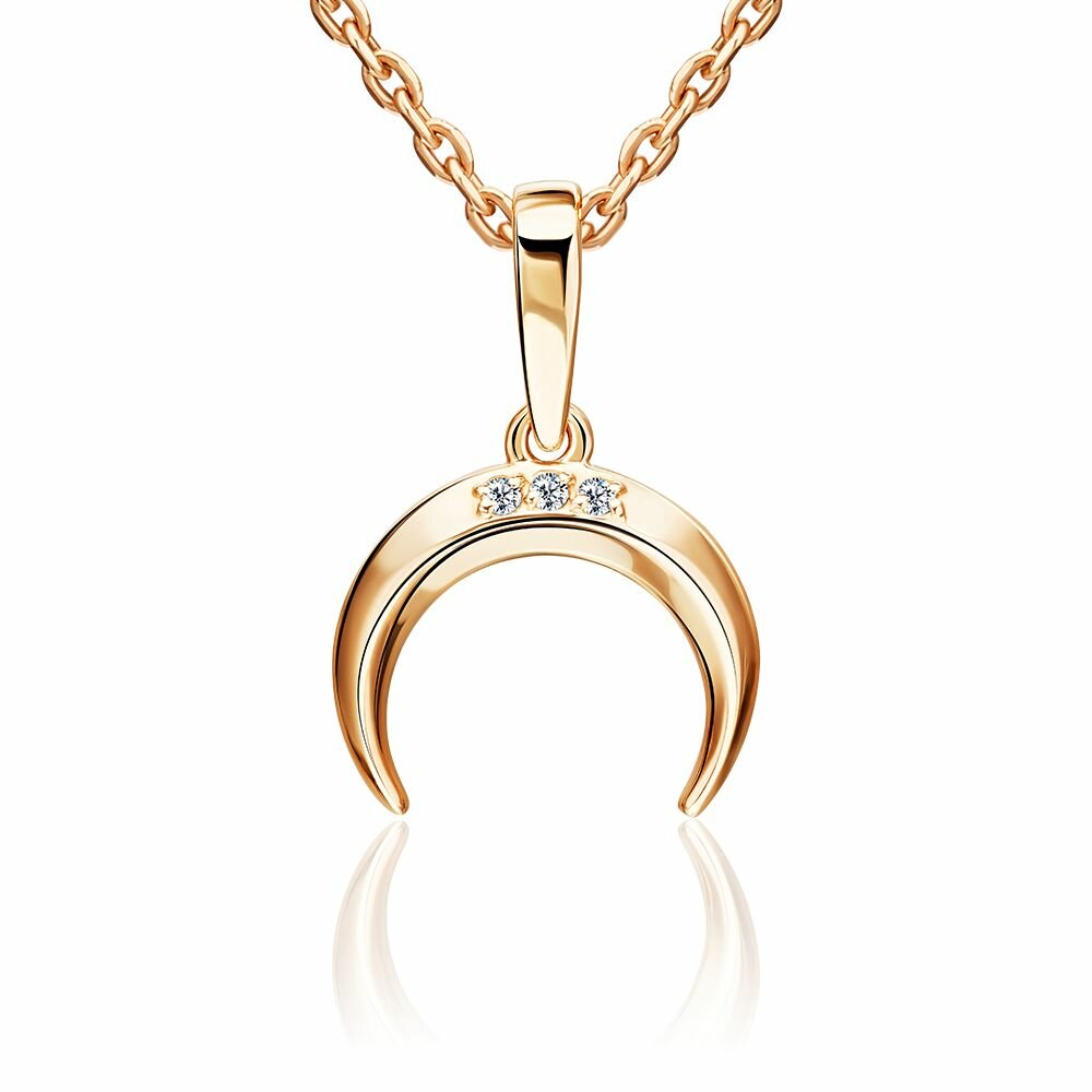 Подвеска, красное золото, 585 проба, фианит