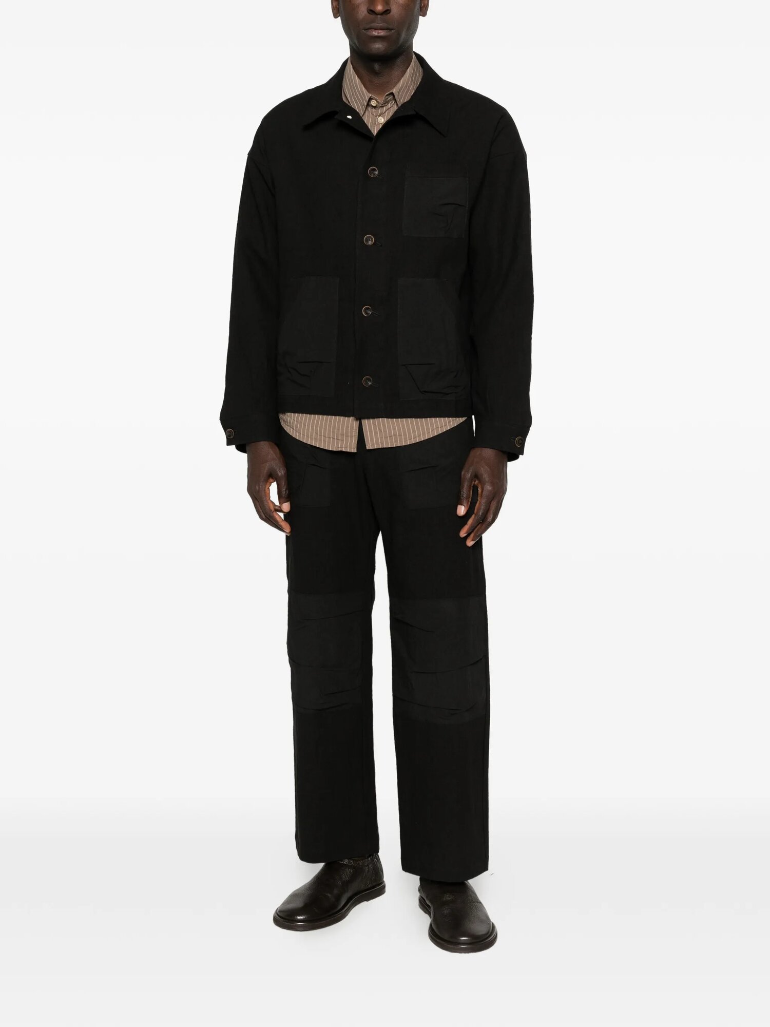 Рубашка Individual Sentiments Button patch pocket shirt, размер 4, black / black — фото 1