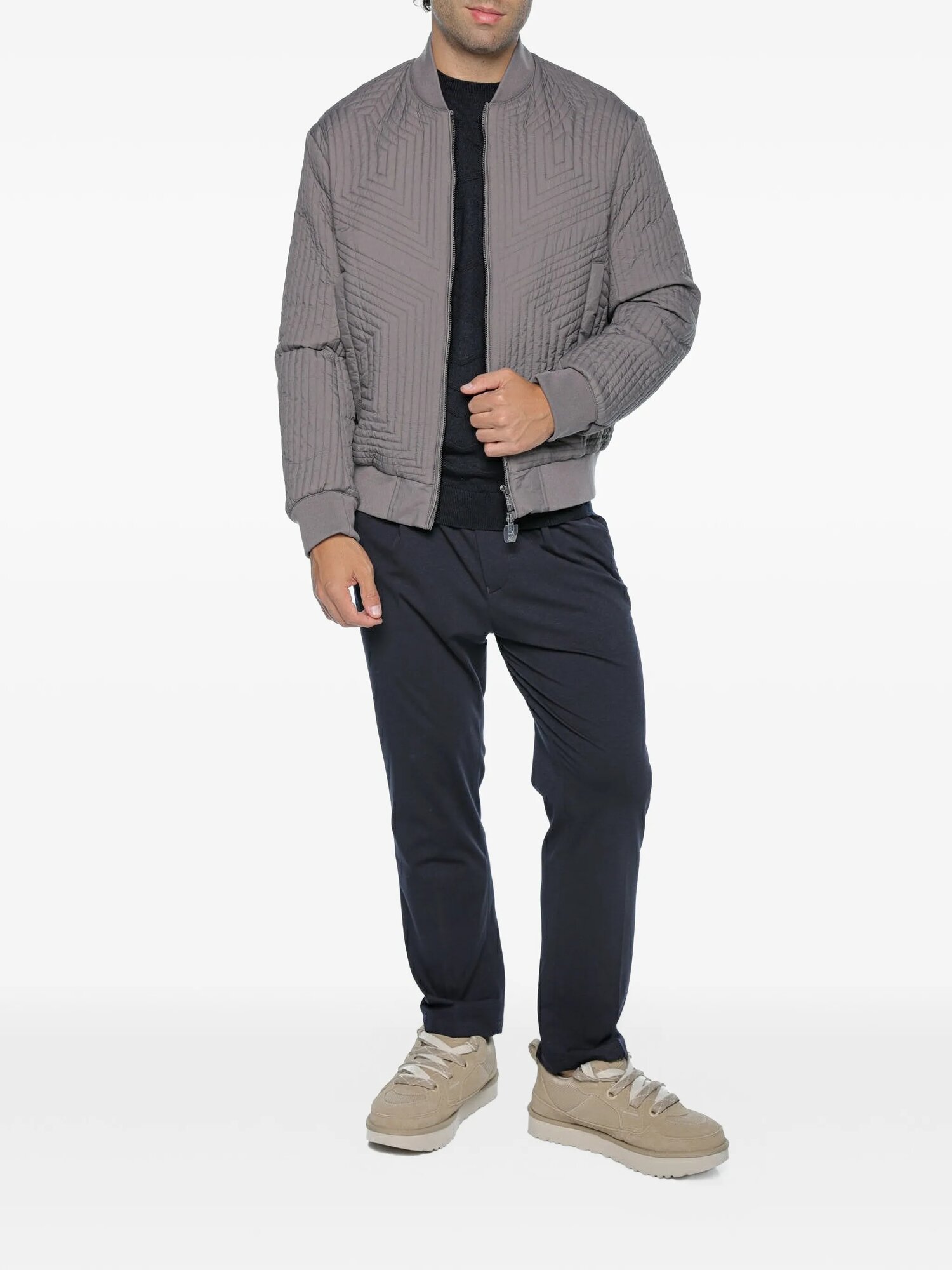 Куртка Armani Exchange Quilted bomber jacket, размер 48, серый — фото 1