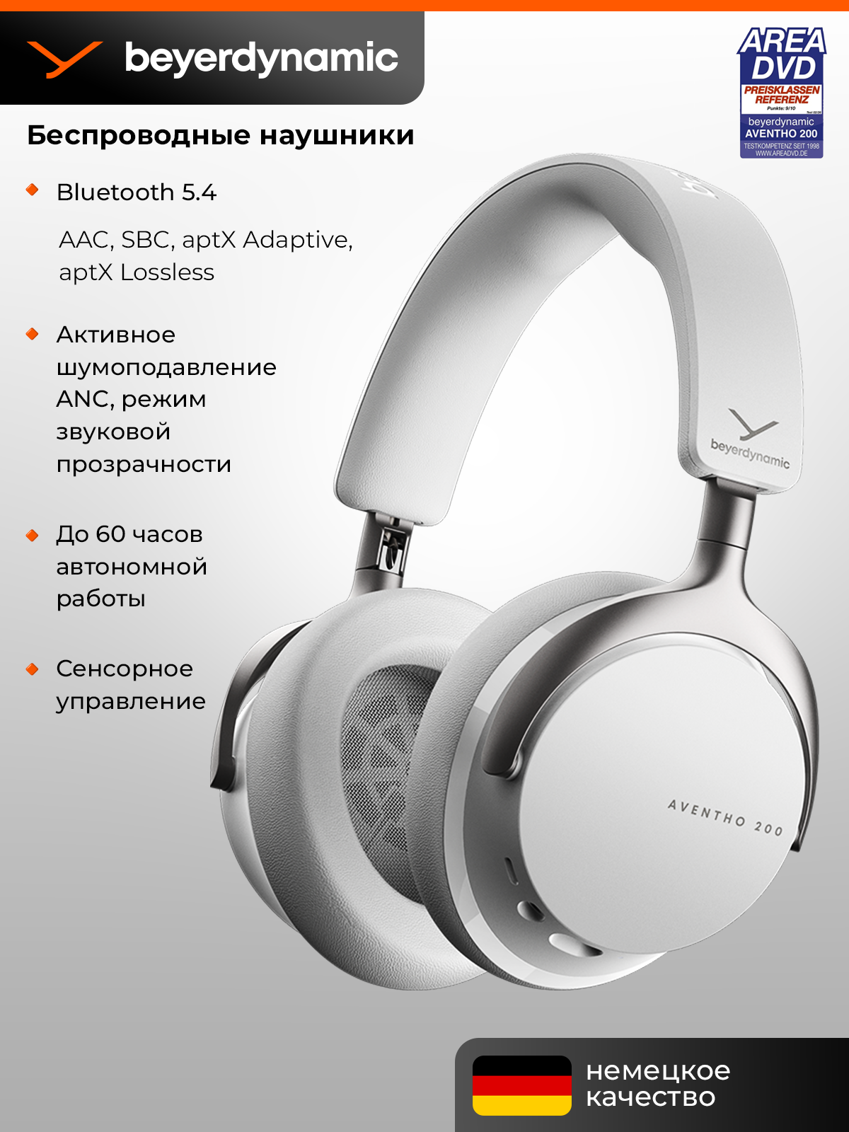 Наушники Beyerdynamic AVENTHO 200 Nordic Серый, Bluetooth 5.4, ANC