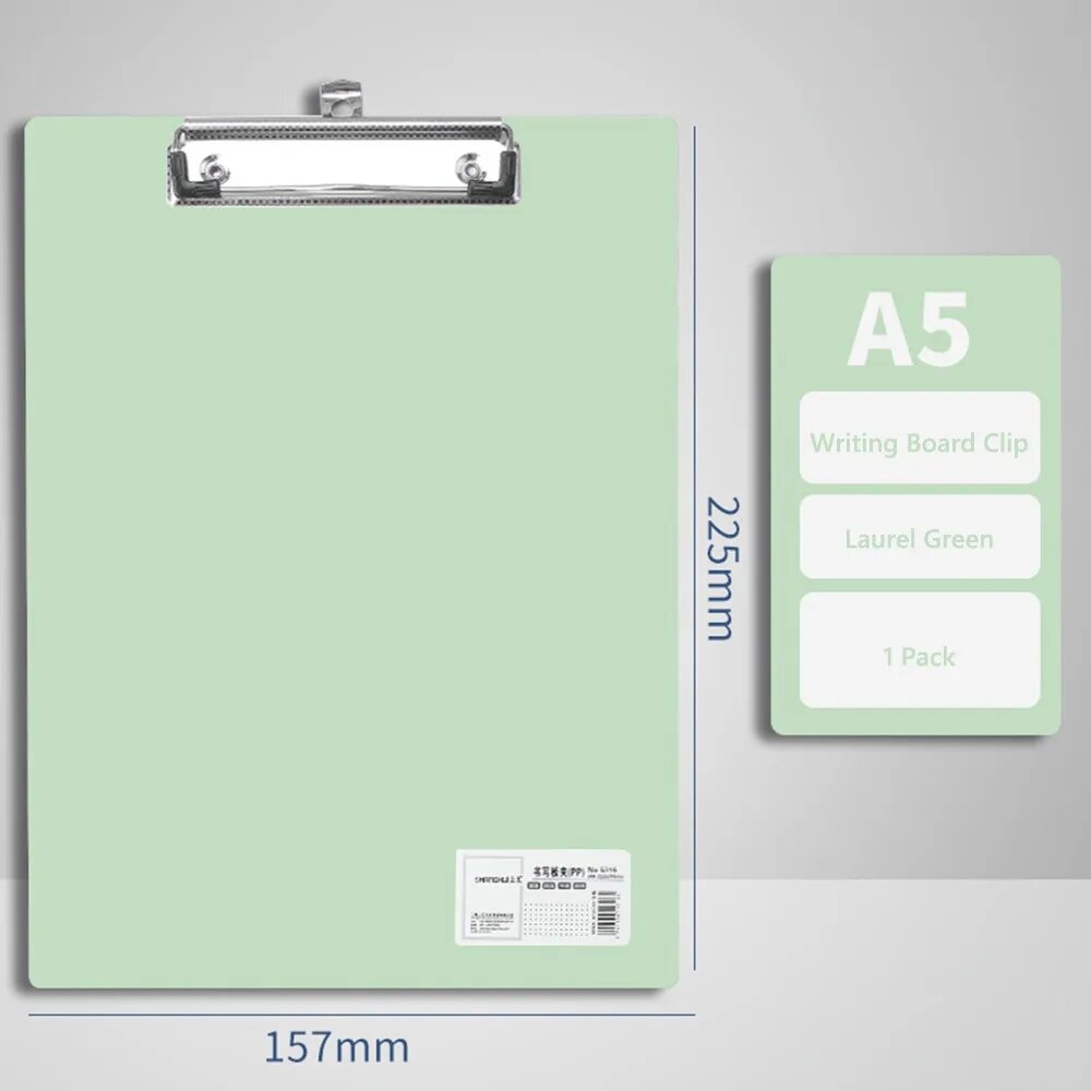 Пластиковый планшет A4/A5 с зажимом A5-Morandi Green