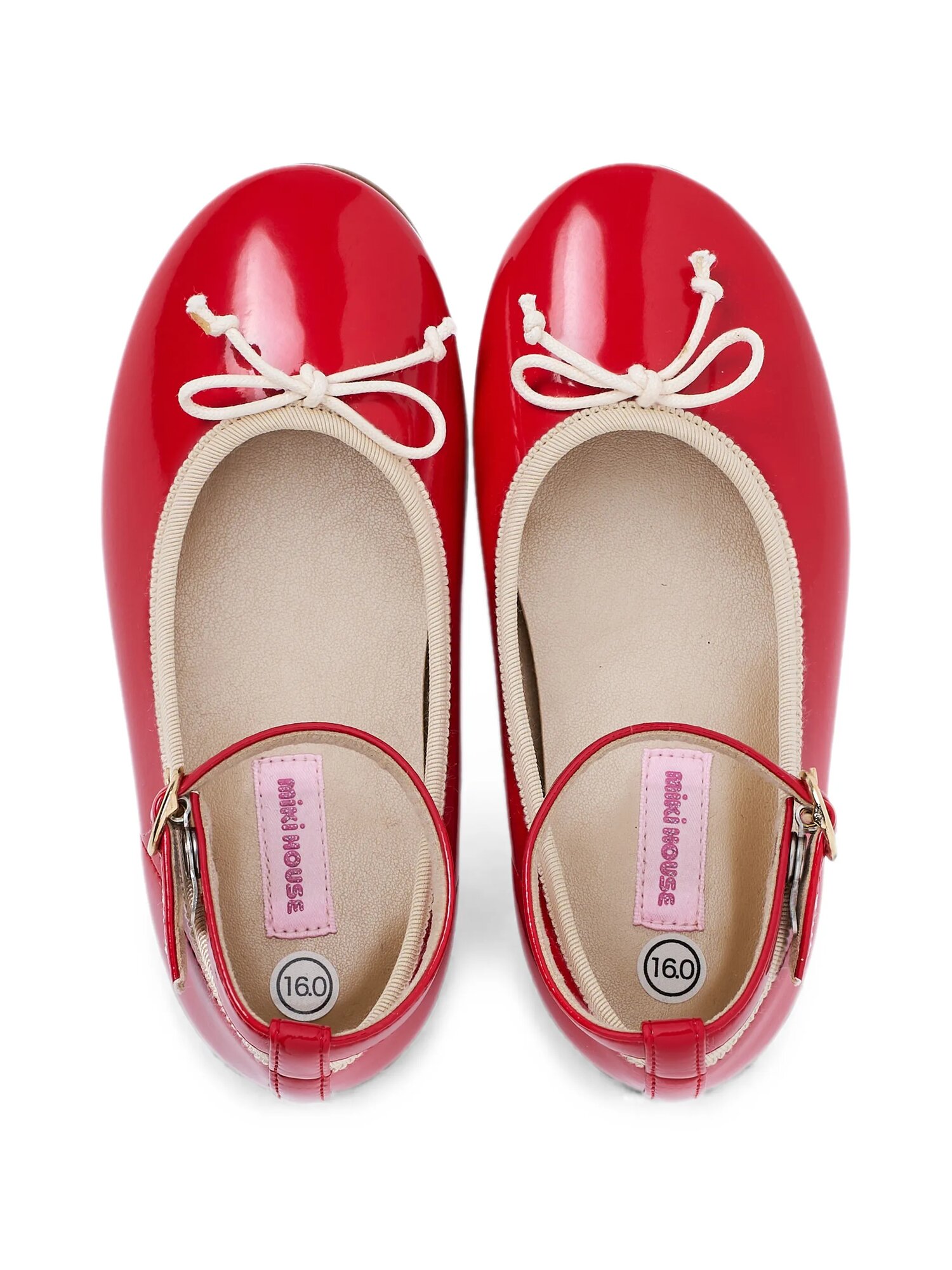 Балетки MIKI HOUSE Ankle-strap bow ballet flats, размер 25, , красный — фото 1