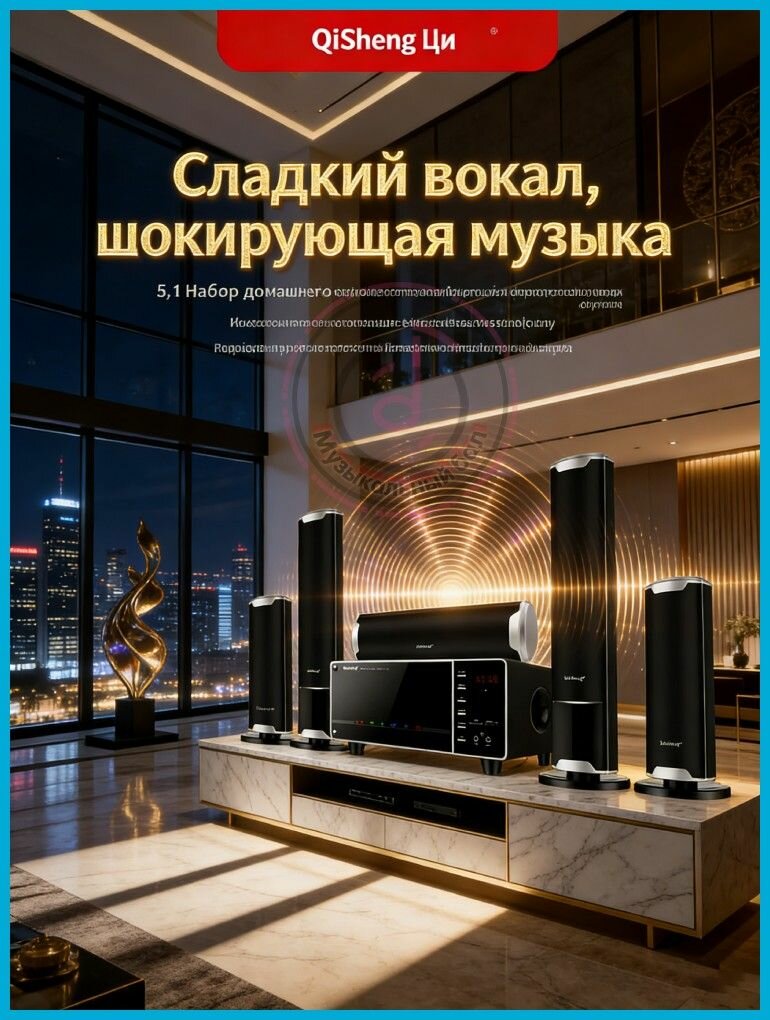 5.1 Домашний кинотеатр 1000 Вт HiFi HD vocal черный компьютерный аудиодинамик для домашнего кинотеатра-долговечный! -