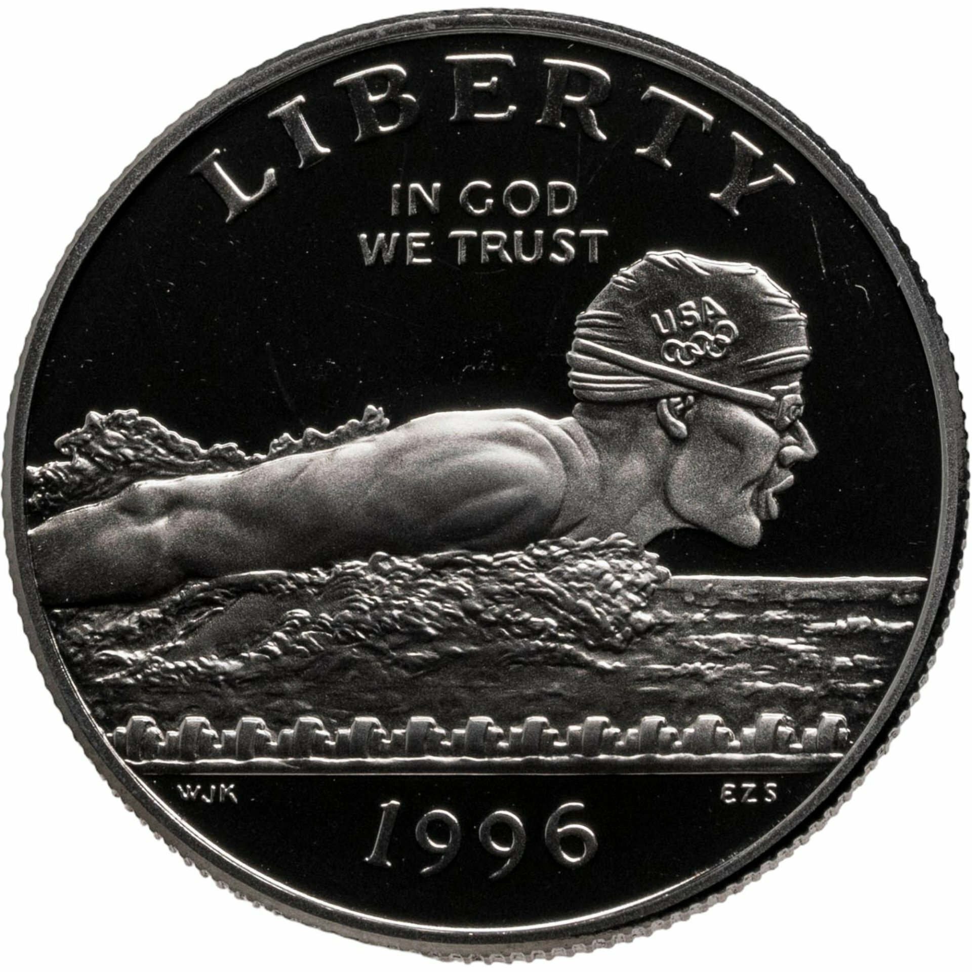 США 50 центов 1/2 доллара, half dollar 1996 S XXVI Olympiad Swimming XXVI летние Олимпийские Игры, Атланта 1996 - плавание, Медь, в сохранности Proof