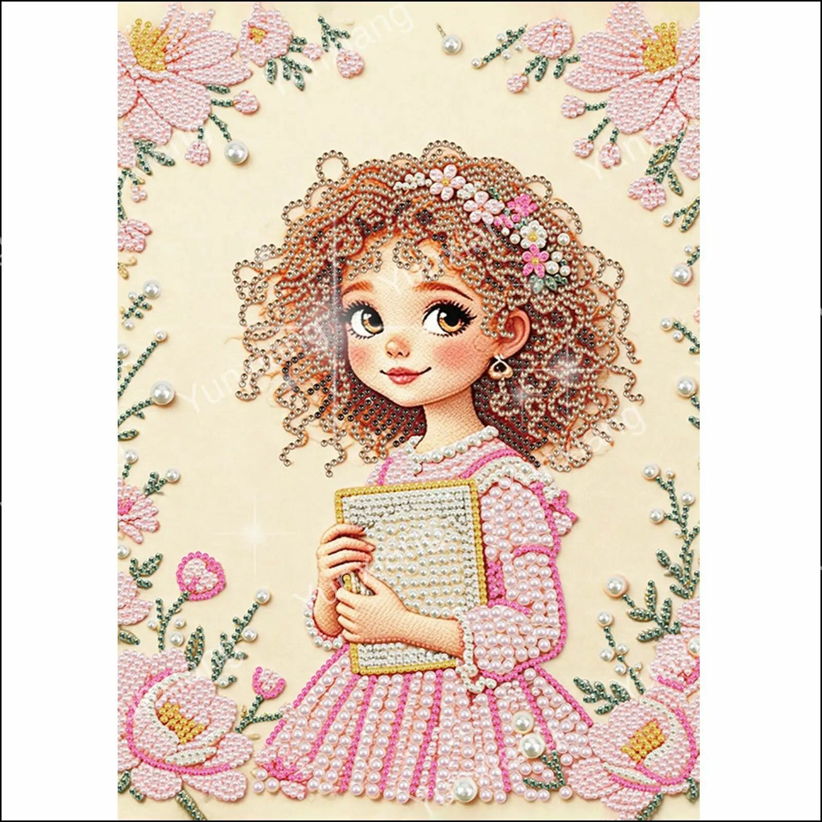 Диамантная картина Девушка с книгой , 30 40 см, DIY-набор со стразами