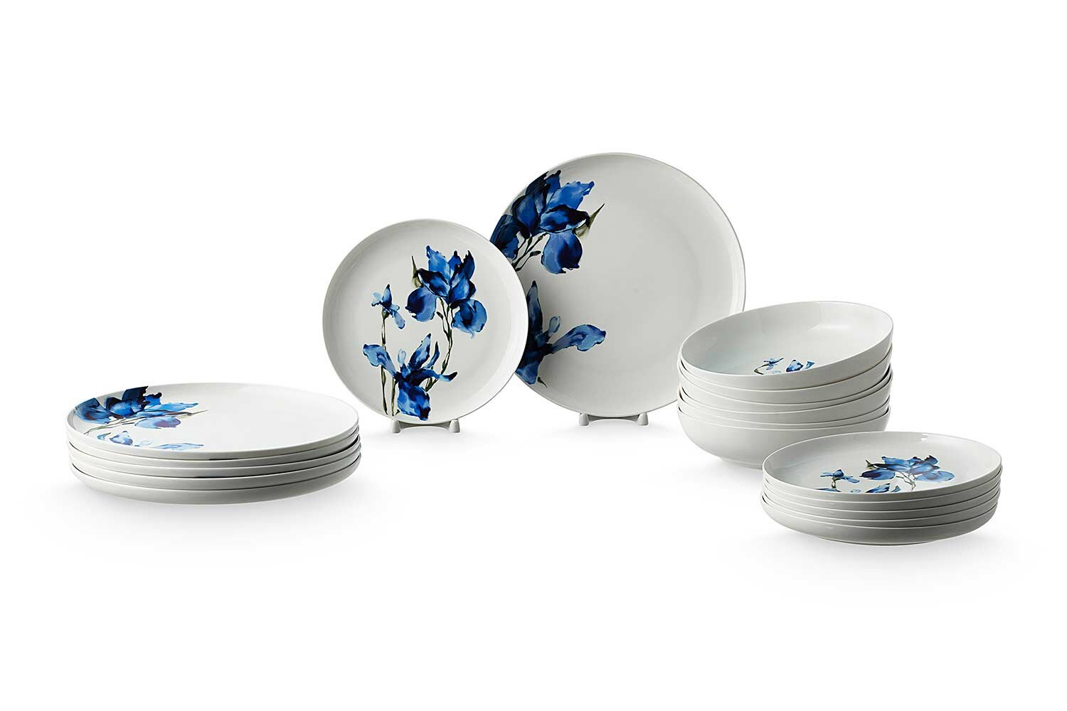 Обеденный сервиз HOFF Брезель BLUE FLOWER-18PCS, на 6 персон, 18 предметов, белый/синий