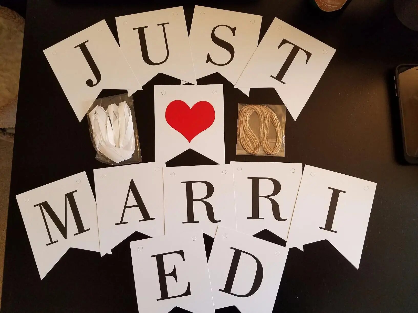 Винтаж баннер "Just Married" для свадьбы