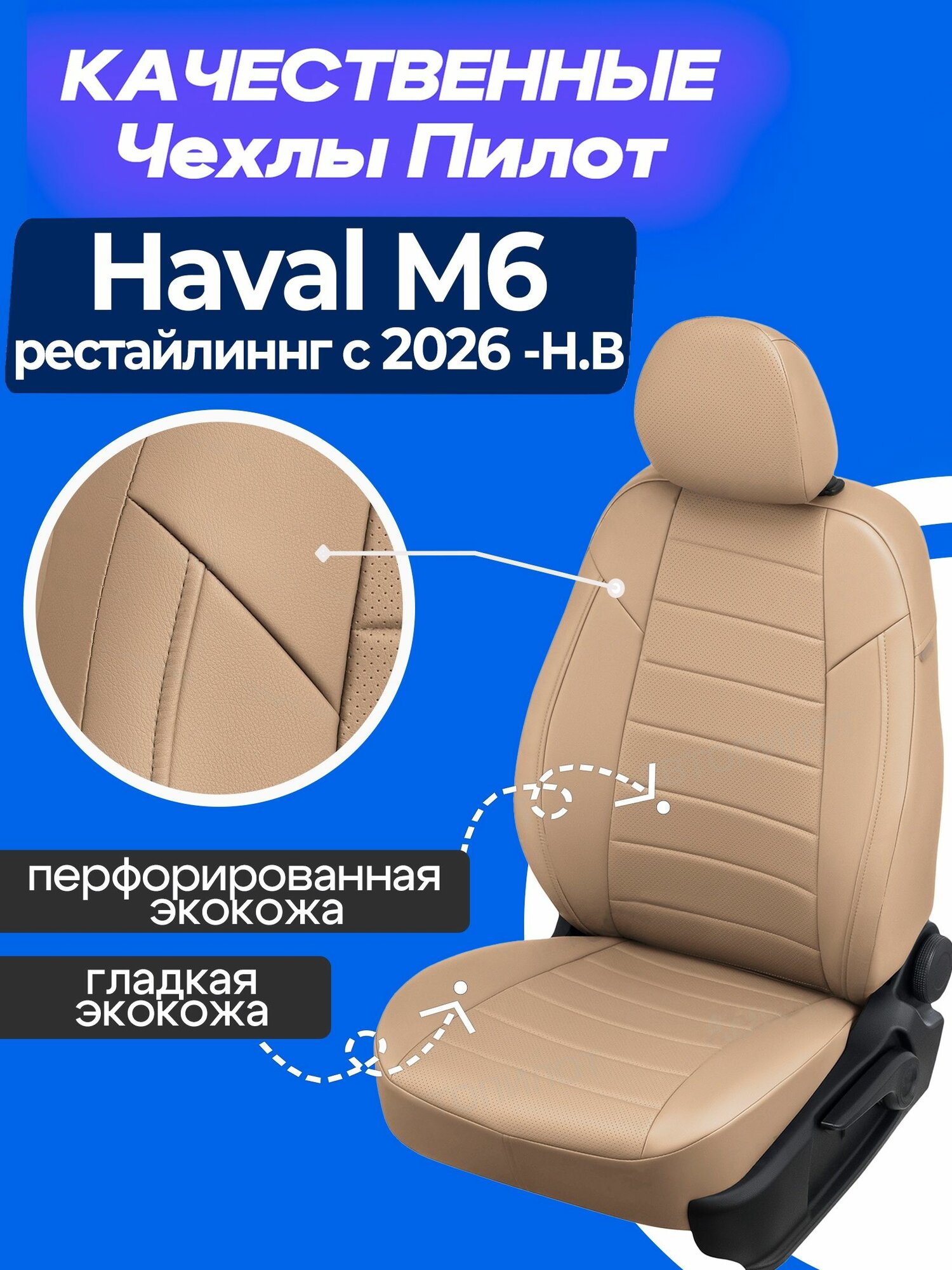 Чехлы на Хавал М6 с 2026 года рестайлинг, Чехлы экокожа на сиденья Хавал М6 2026 2027 по настоящее время