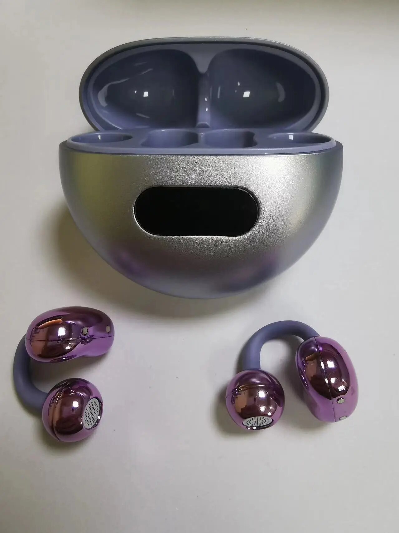Беспроводные наушники-клипсы Bluetooth 5.3 LED дисплей Base-Purple
