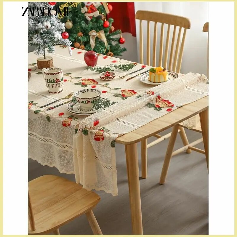 Скатерть ZARA HOME, 200 x 140 см, нескользящая, геометрический рисунок, бежевая