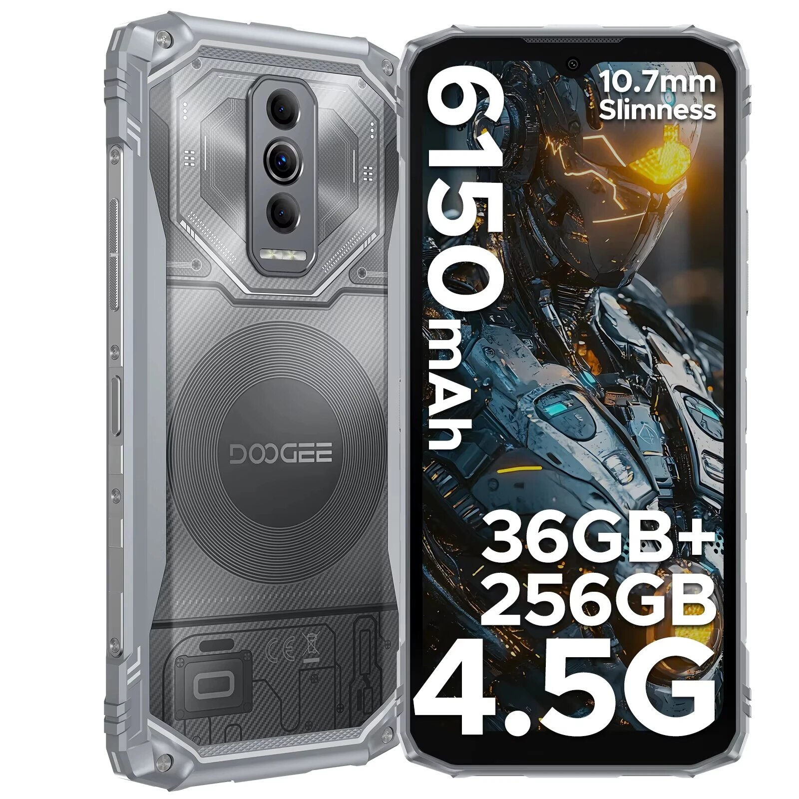 Глобальная версия DOOGEE Blade10 Ultra Energy Rugged Phone, 6,56-дюймовый HD+ экран, 36 ГБ Natural