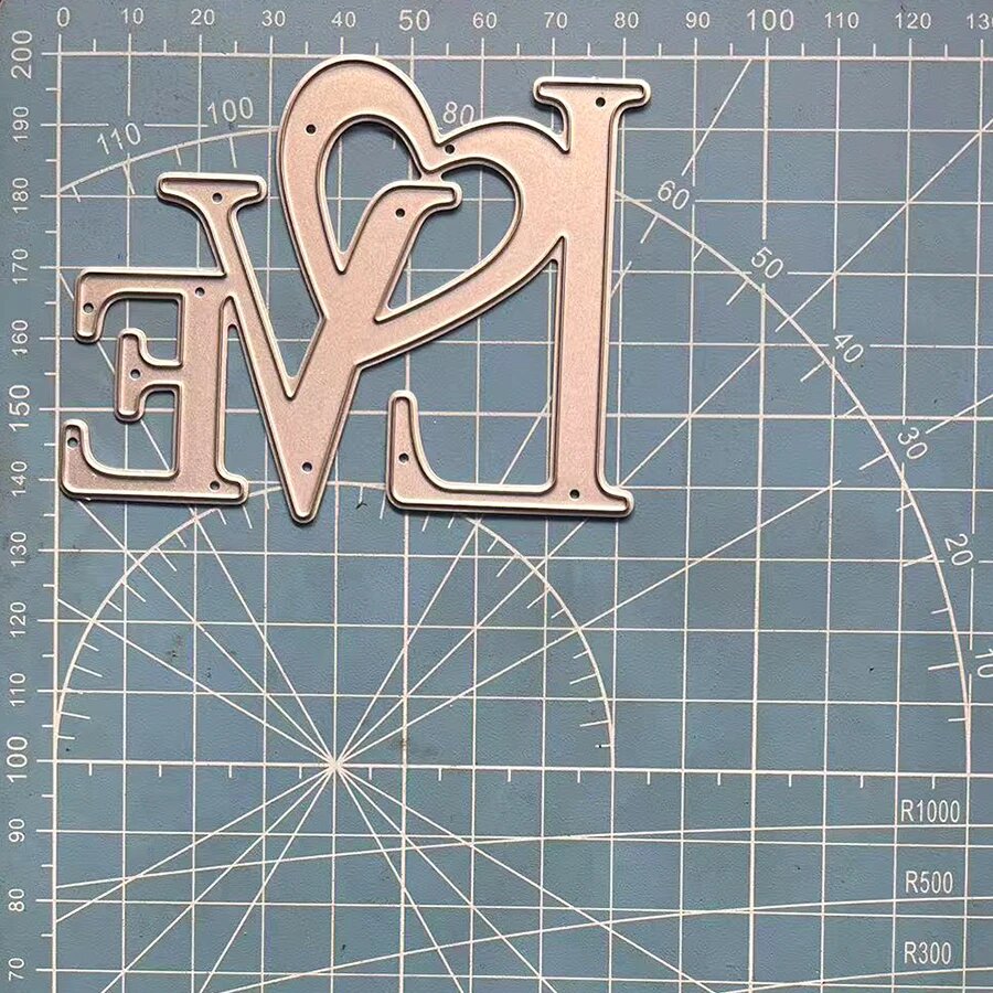 Металлическая форма для вырубки LOVE, серебристая, ZG035
