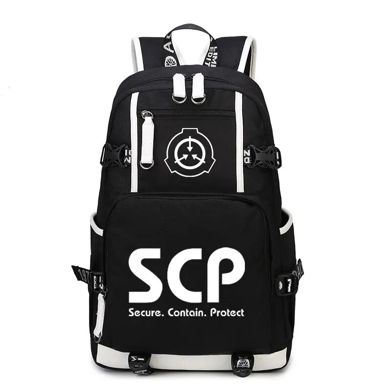 Черный рюкзак для книг SCP Secure с защитой, школьные сумки с мультипликационным Черный, 06