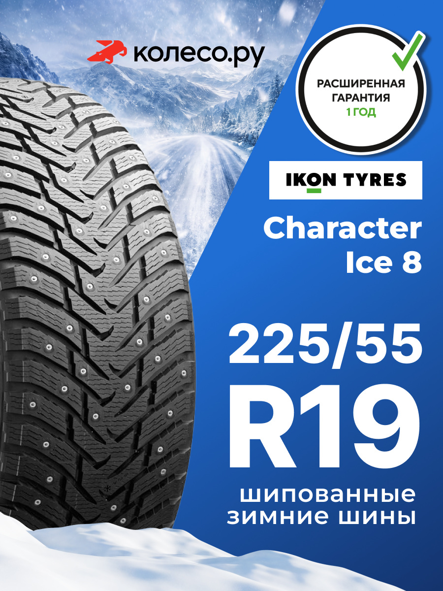 Шины зимние Ikon Tyres Ikon Character Ice 8 SUV 225/55 R19 103T XL шипованная зимняя резина