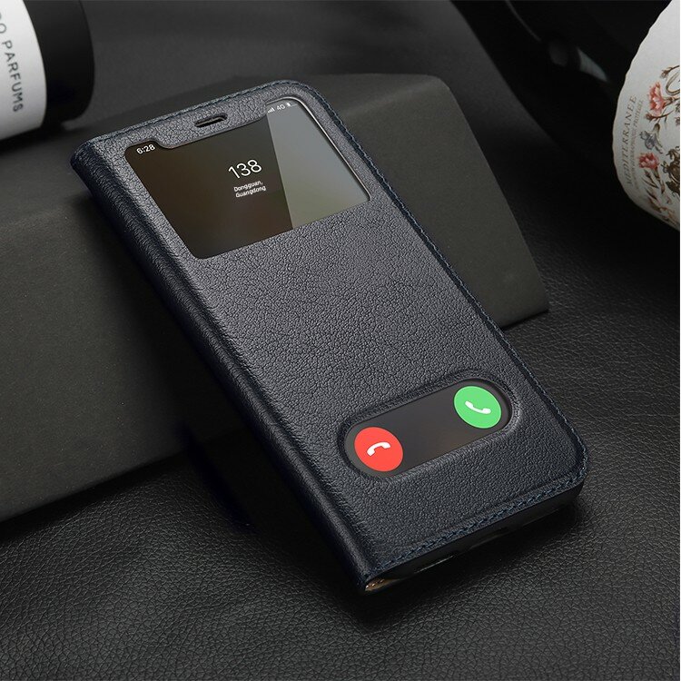 Чехол-бумажник из натуральной кожи для iPhone 14, сапфирово-синий цвет, защита