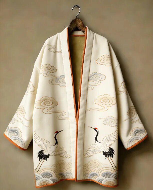 Фланелевое кимоно-юката DIDUQIPAO "Самурай" Бежевый, XXXL, Kimono 31