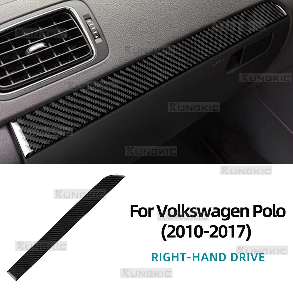 Наклейка мягкий карбон на полосу пассажира VW Polo MK5 6R 6C 2010-2017, декор салона