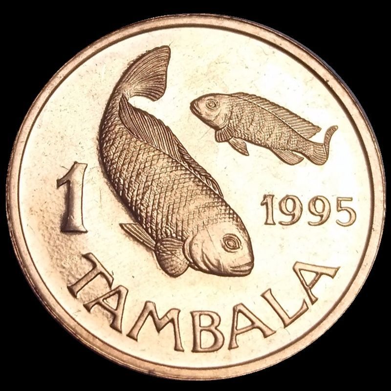 Монета Малави 1 тамбала 1995 рыба коллекционная