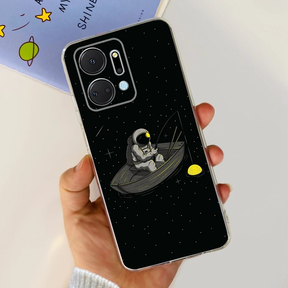 Для Honor X7a чехол RKY-LX1 RKY-LX2 милый окрашенный чехол прозрачный силиконовый мягкий Черный, 682