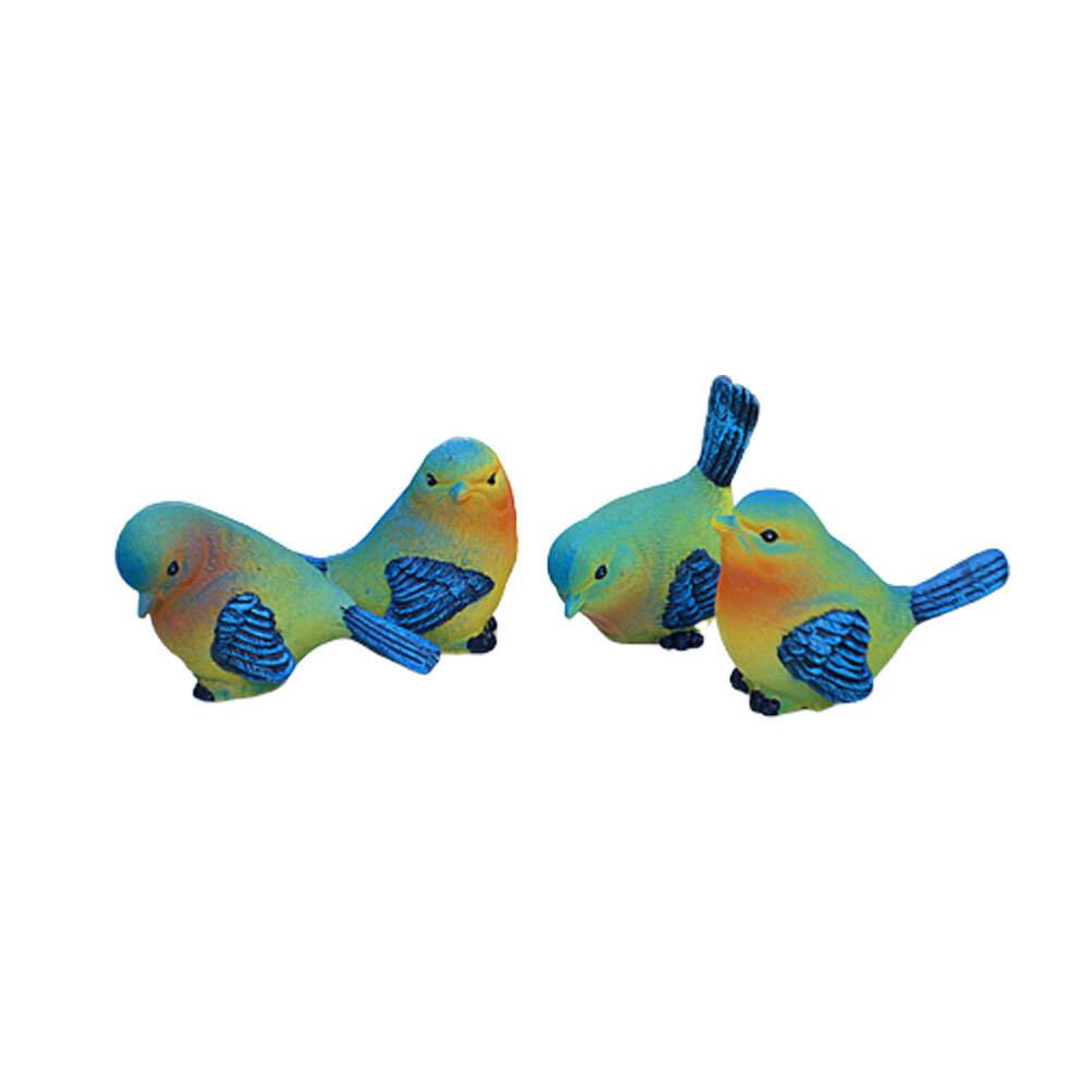 Набор Из 4 Фигурок Птиц Из Резины Для Декора Дома Офиса Мини Сада 6 8*4 5*5 Cm