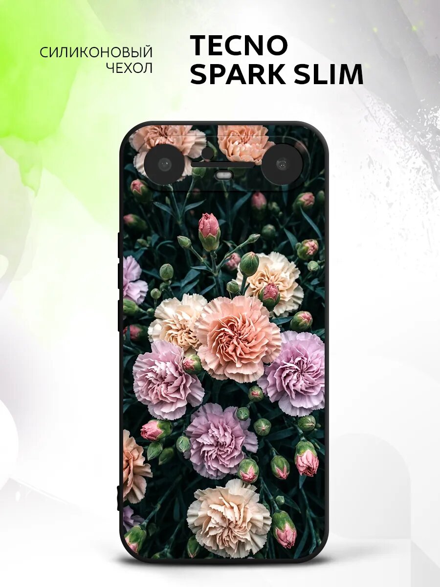 Чехол на Tecno SPARK Slim, Техно Спарк Слим бампер, противоударный, с картинкой розы