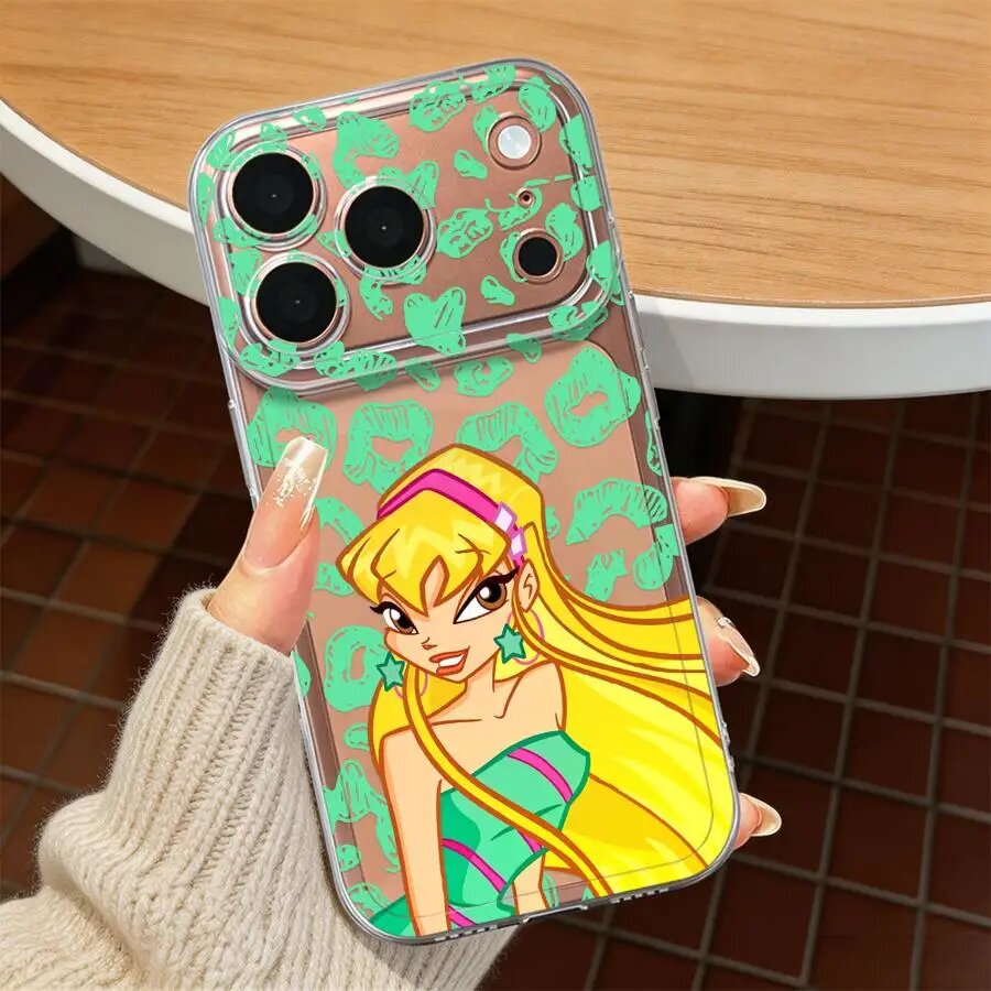 Прозрачный Силиконовый Чехол W-Winx Club Для Apple iPhone — Пыленепроницаемый, iPhone 15, Mix04