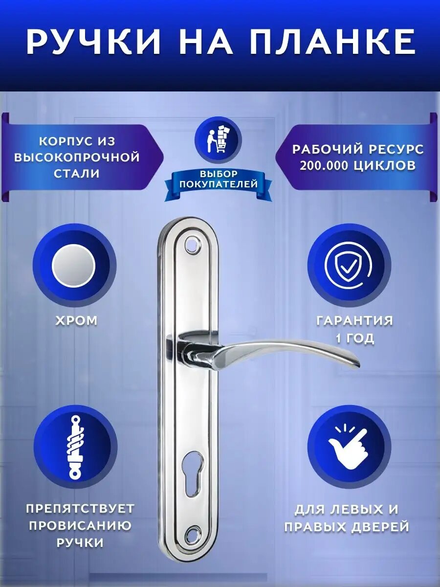 Ручка дверная на планке для входных дверей