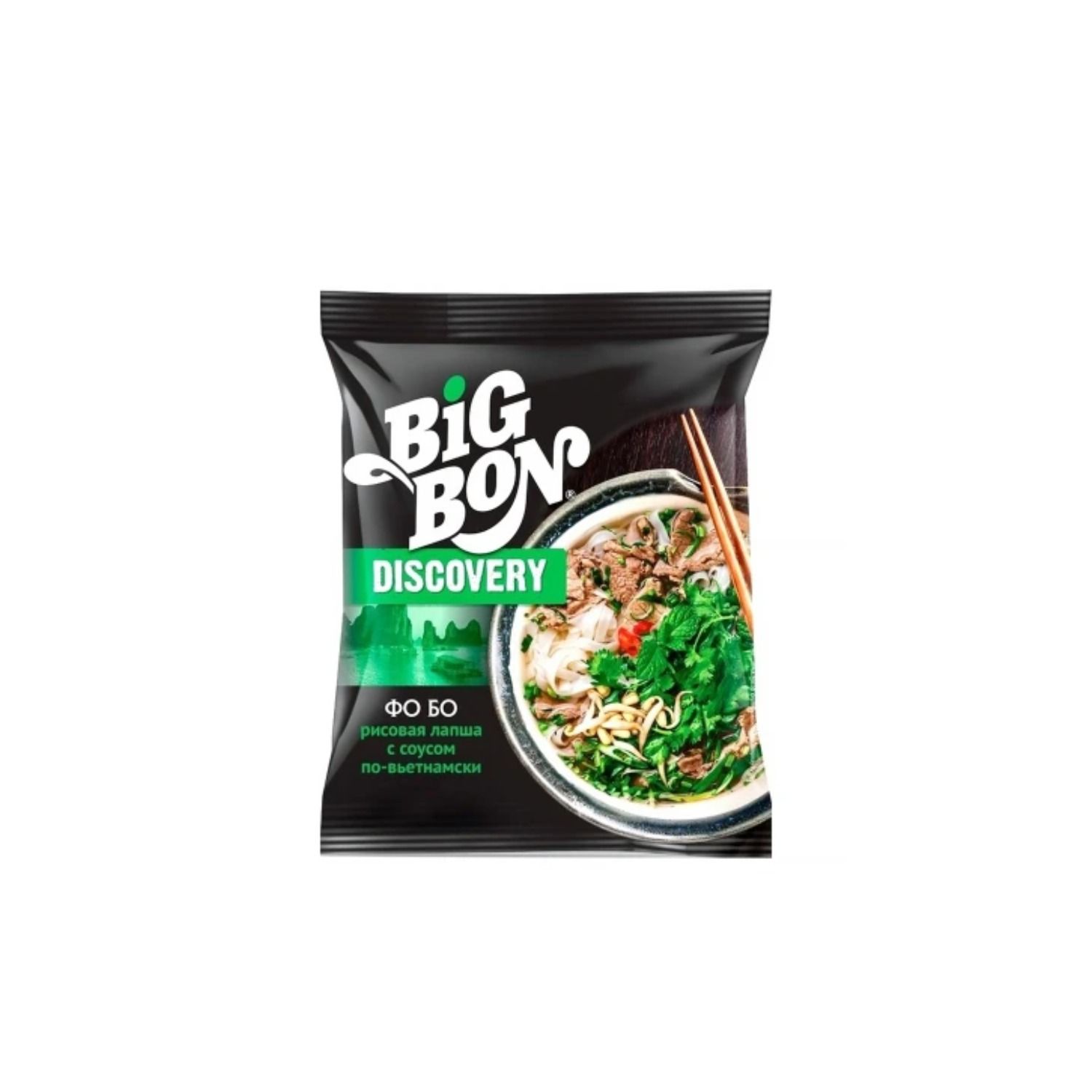 Big Bon Лапша быстрого приготовления рисовая с соусом Фо Бо по-вьетнамски, 65 гр