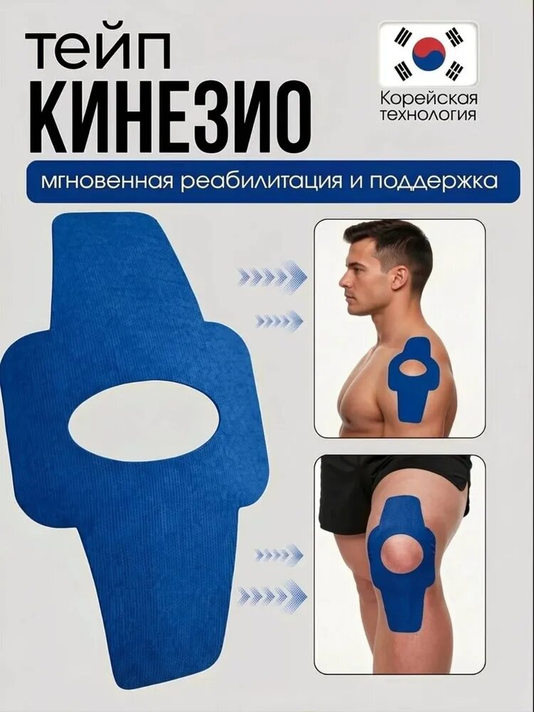 LABOTINI Тейпы спортивные для коленного сустава, для плечевого сустава, тейп для тела спортивный, 6 штук , синий