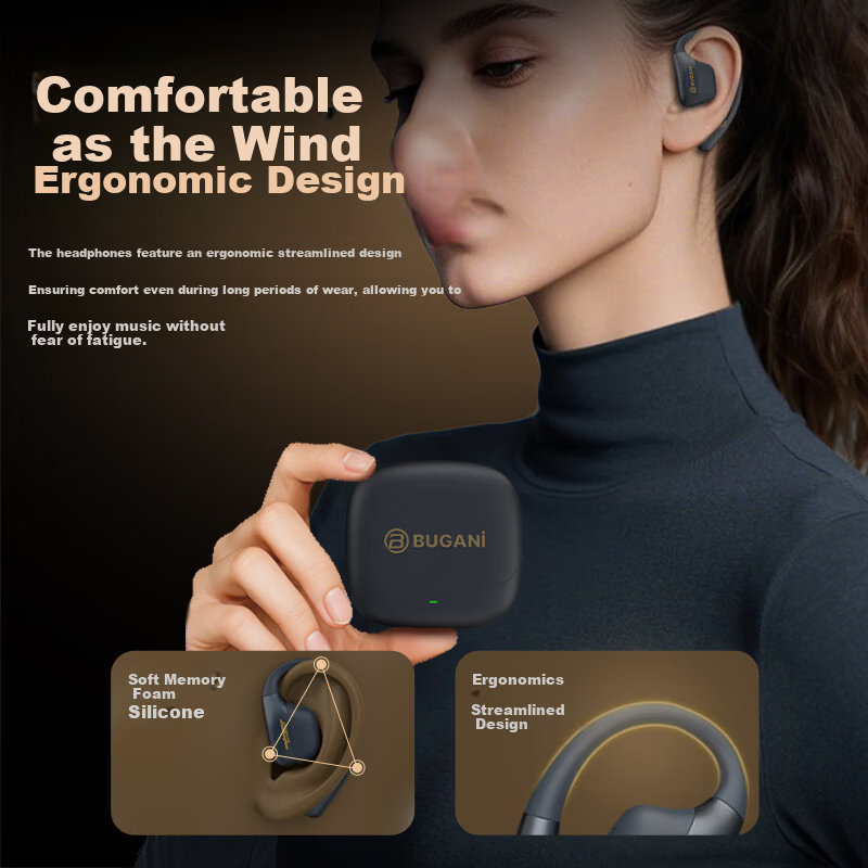BUGANI Fit B18 Bluetooth наушники беспроводные вставные спортивные с ушными крючками шумоподавление длительное время