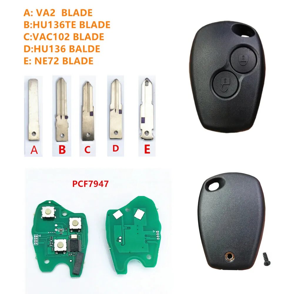 2/3 кнопки PCF7947 pcf7946 чип 3-кнопочный дистанционный ключ от автомобиля VA2 BALDE, 2Button 7947