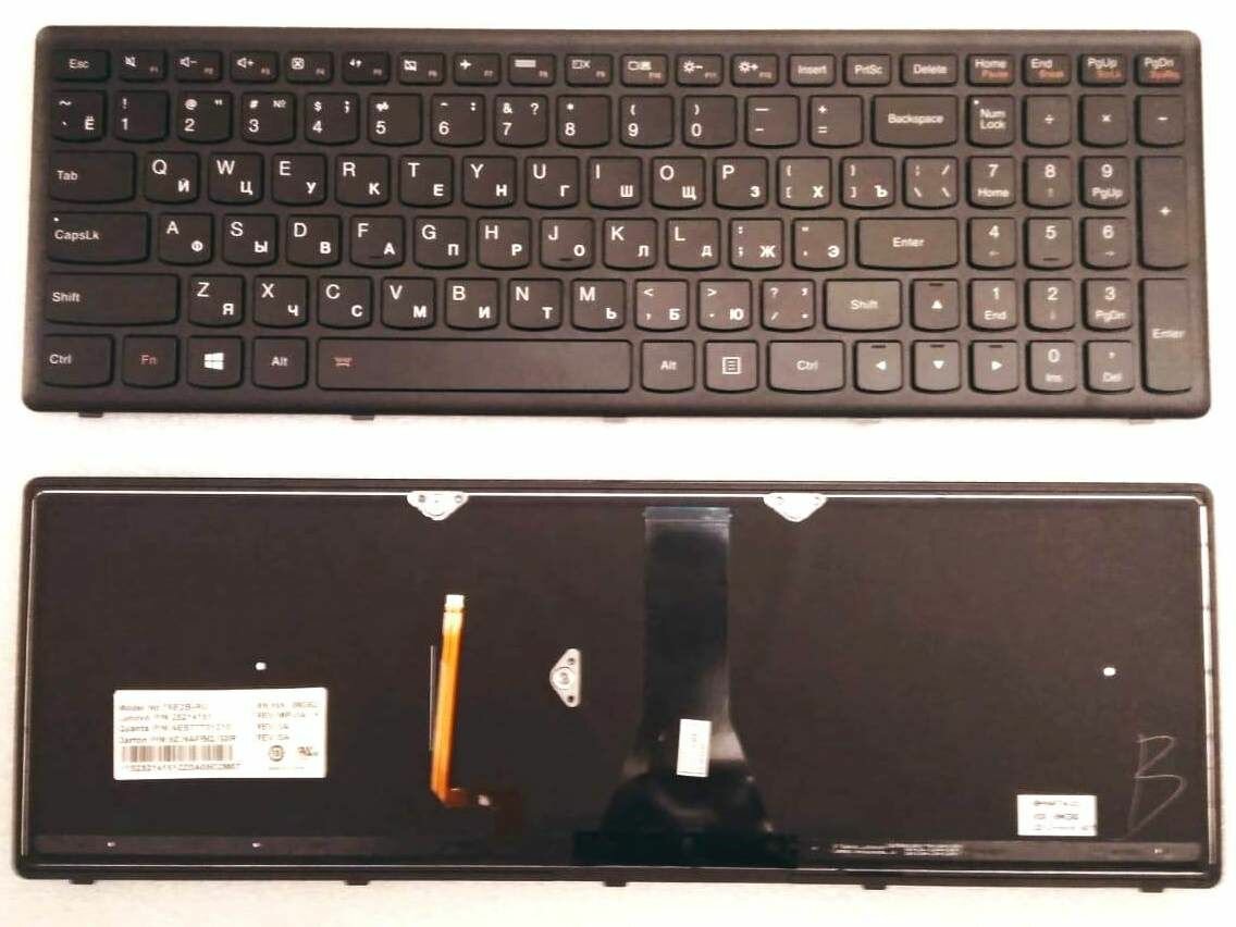 Клавиатура для ноутбука Lenovo Flex 15, Flex 17, S500, G500s, G505s, с подсветкой, ver.2 (узкий шлейф)