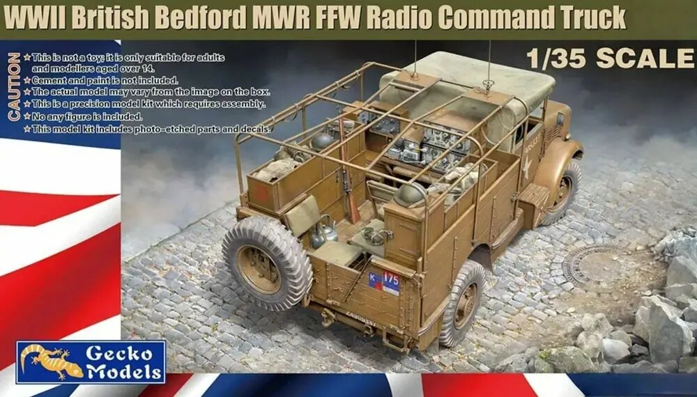 Gecko Models 35GM0061 1/35 WWII British Bedford MWR FFW Грузовик командования радио сборная модель