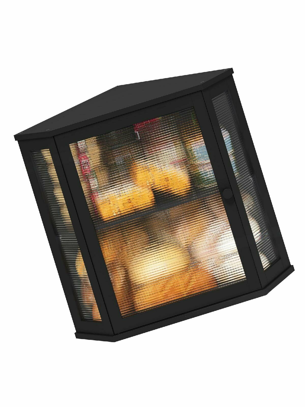 Эффективное угловое решение для хранения продуктов с двумя полками и прозрачной панелью