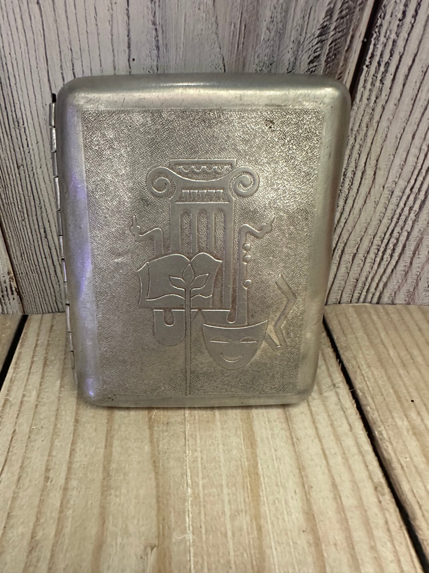 Портсигар Театральные маски Алюминиевый ссср Винтажный коллекционный