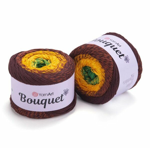 Пряжа YarArt Bouquet 721 (2 мотка 250г/500м) шоков-жёлт-изумруд
