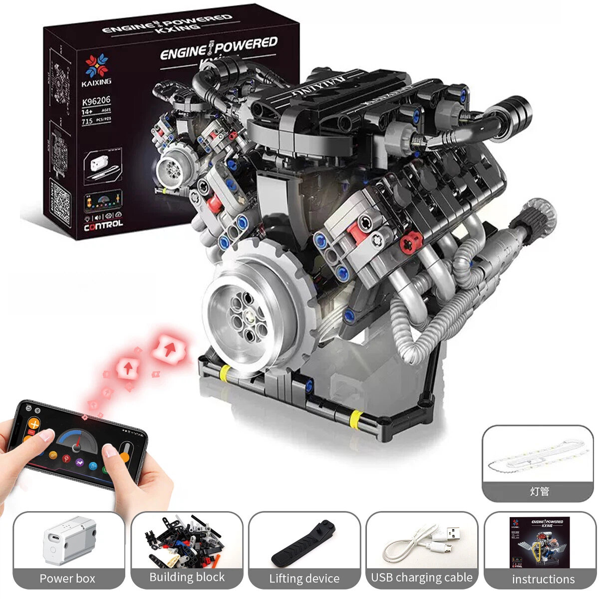 Конструктор Двигатель V8(715 деталей), игрушка автомобильный двигатель, конструктор для мальчика, Подарок для любителя механизмов,2025 Новые продукты