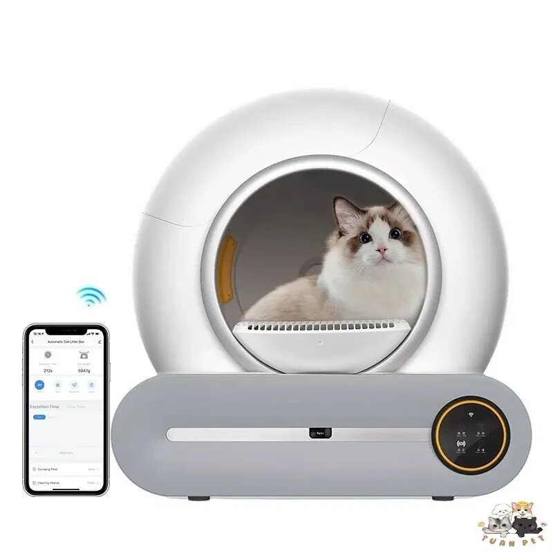 Автоматическая закрытая интеллектуальная чистка, дезодорирующий кошачий песок, простой в использовании, управление российским приложением, не нужно чистить в течение 15 дней, цвет белый