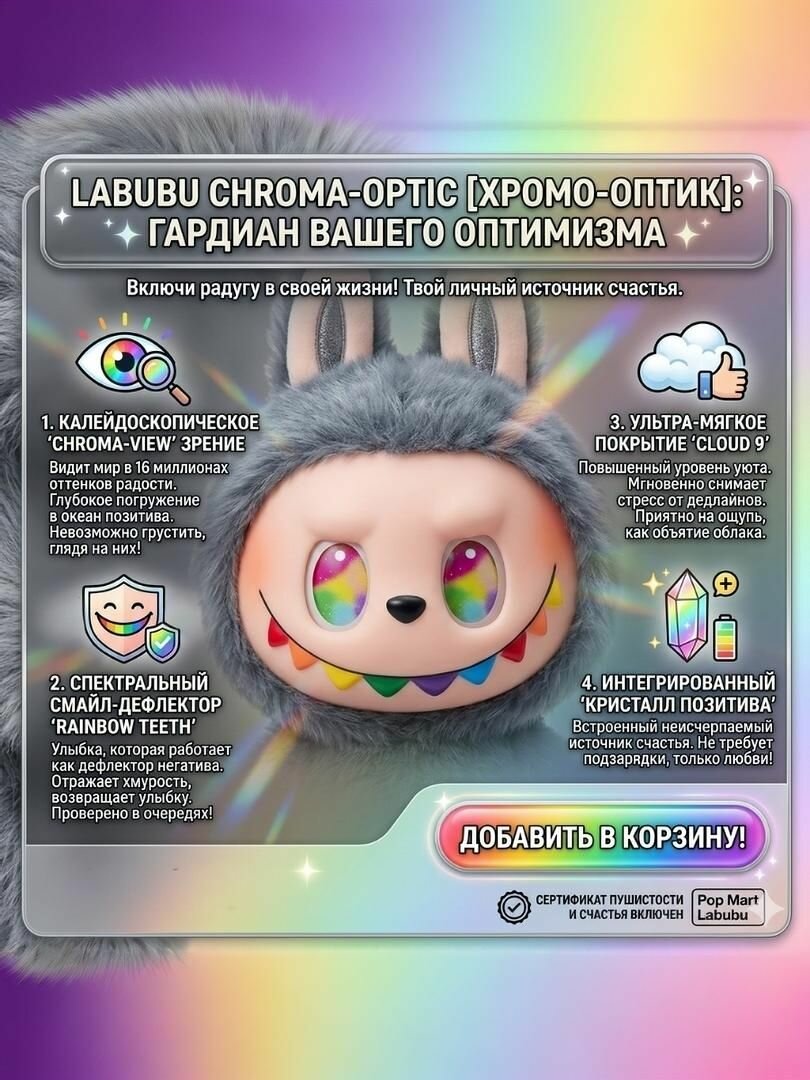 Большая Лабубу 25см мягкая игрушка-брелок. Лабуба темно-серого цвета