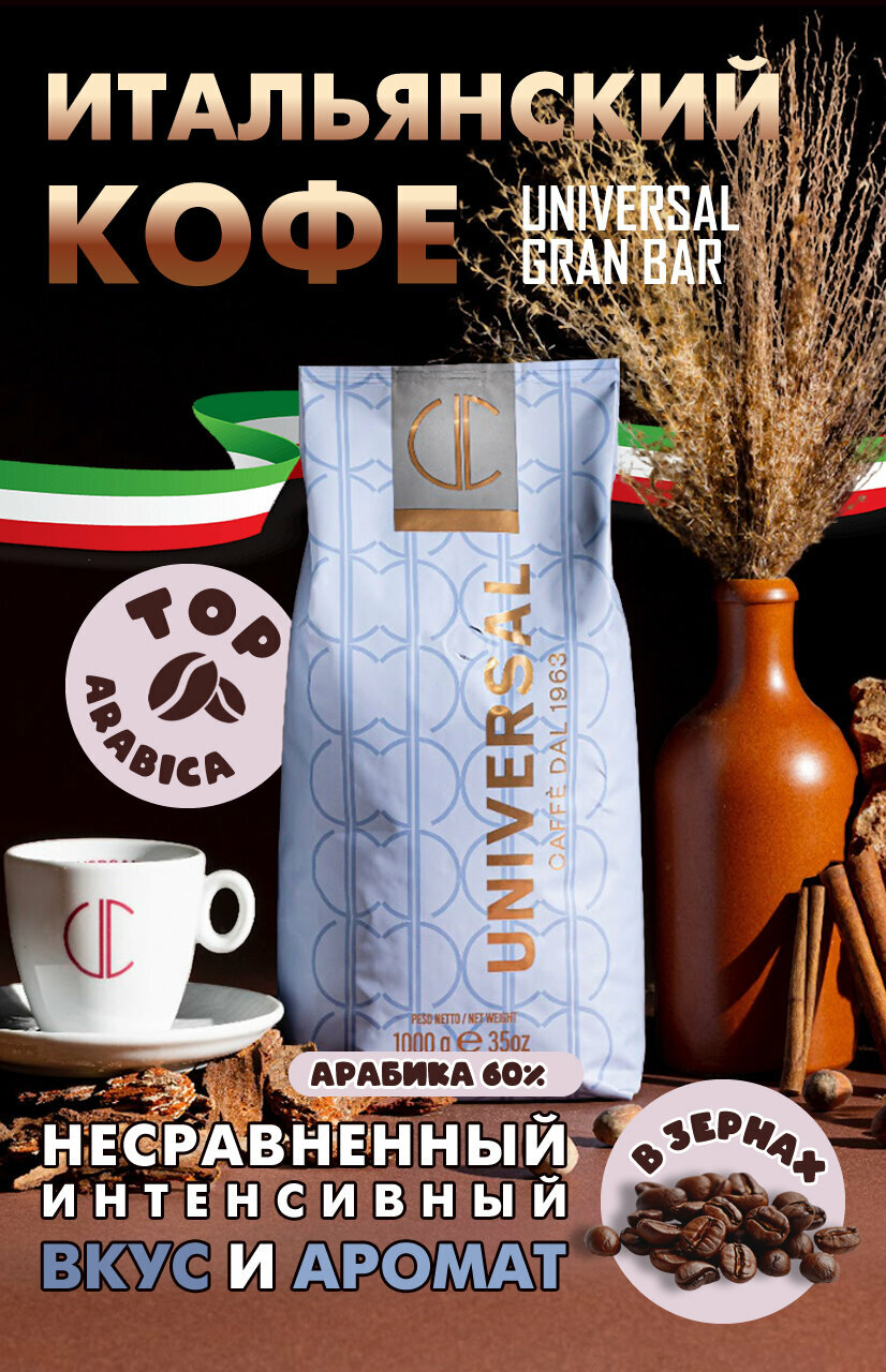 Кофе в зернах Compagnia del Caffe "Universal Gran Bar", средняя обжарка, арабика/робуста, 1кг