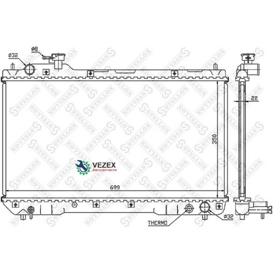 STELLOX 1026300SX радиатор системы охлаждения! МКПП\ Toyota Fun Cruiser/Rav4 2.0i 16V 97-99