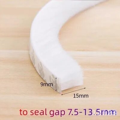 Самоклеящаяся щеточная уплотнительная лента для дверей и окон, погодозависимый ограничитель сквозняков, 9x15 мм, 10 метров, Белый