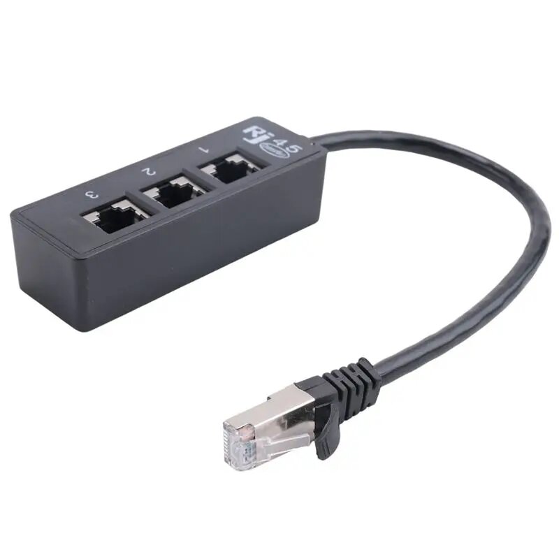 Onering Разветвитель сетевого кабеля RJ45 1 папа на 3 мамы черный