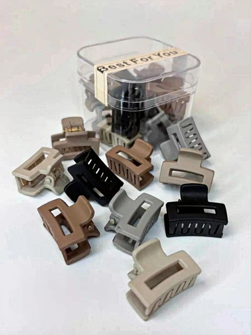 Крабики для волос "Бежевое ассорти", ABS-пластик и каучук, 10шт