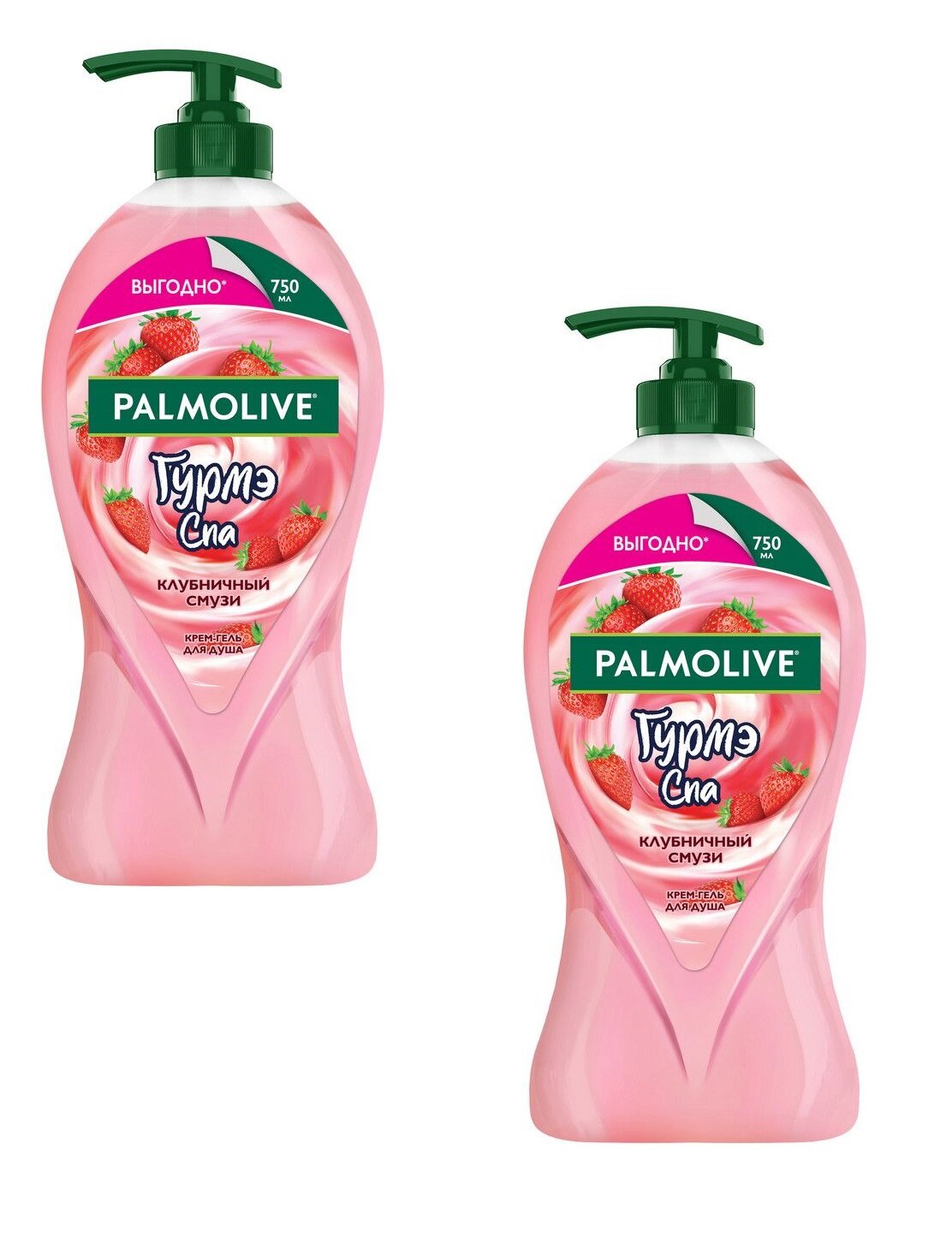 Душ-гель Palmolive Гурмэ Spa Клубничный Смузи 750 мл 2шт