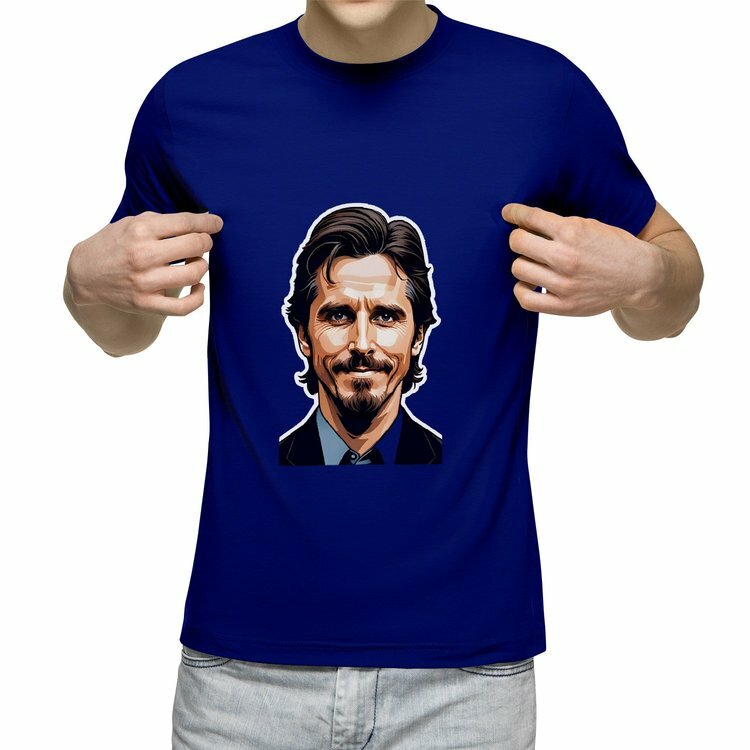 Мужская футболка «Кристиан Бейл 3» (синий, 2XL)