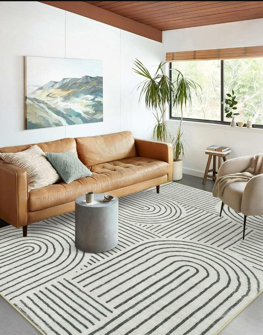 Ковры на пол для комнаты 150x200, Абстрактный узор в радужную полоску