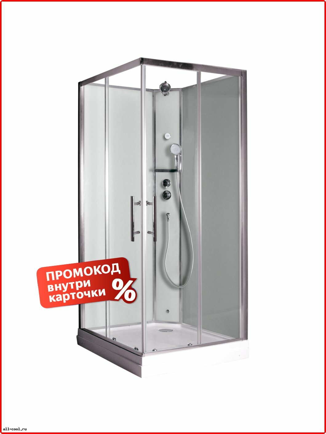 Душевая кабина Timo Evelina 90x90 низкий поддон, квадратная, белый