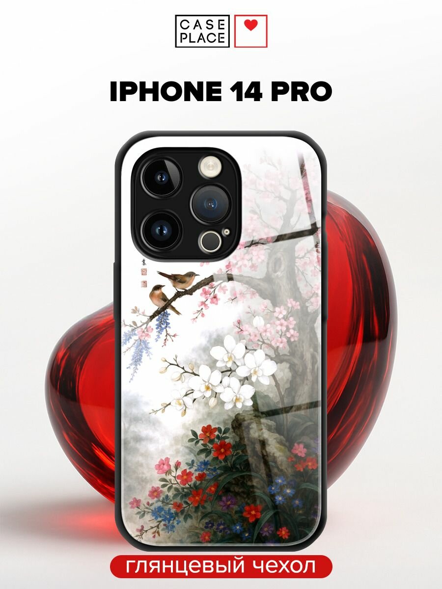 Чехол на Apple iPhone 14 Pro / Айфон 14 Про с принтом "Дерево в японском стиле"